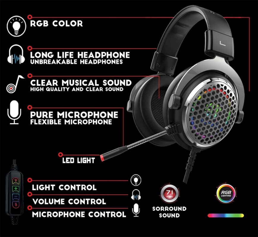Standard ST GM-015 Gaming Headset With RGB LED Virtual Surround 7.1 ...